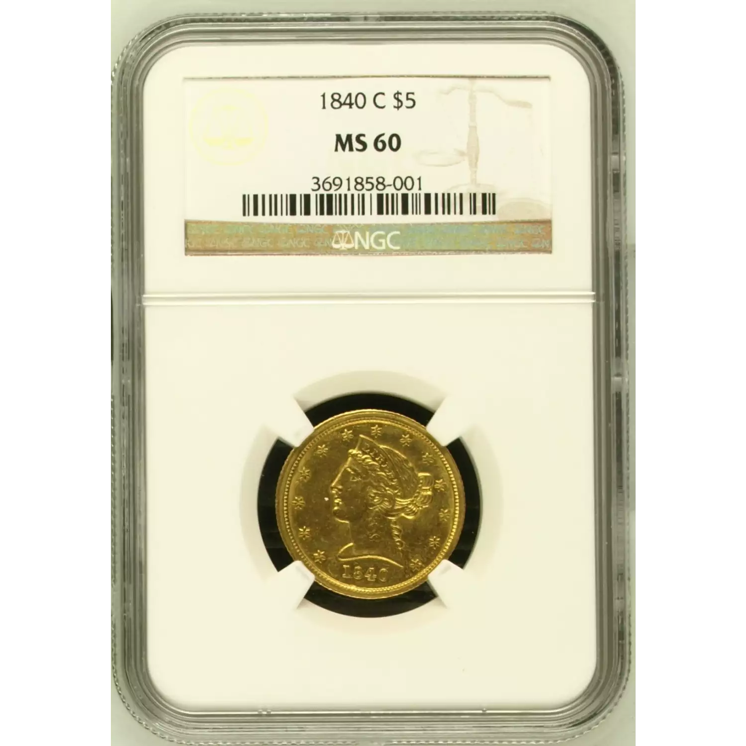 1840-C Gold Half Eagles Liberty Head NGC MS-60 - Hyatt Coins