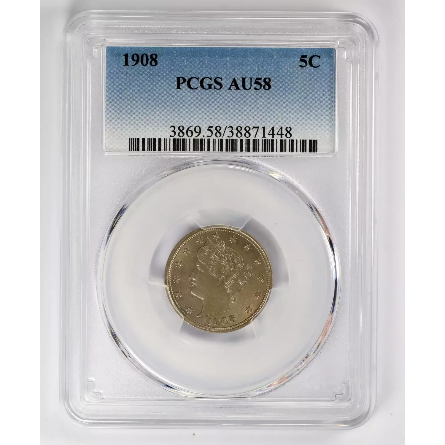 1908 Nickel Liberty Head PCGS AU-58 - Hyatt Coins