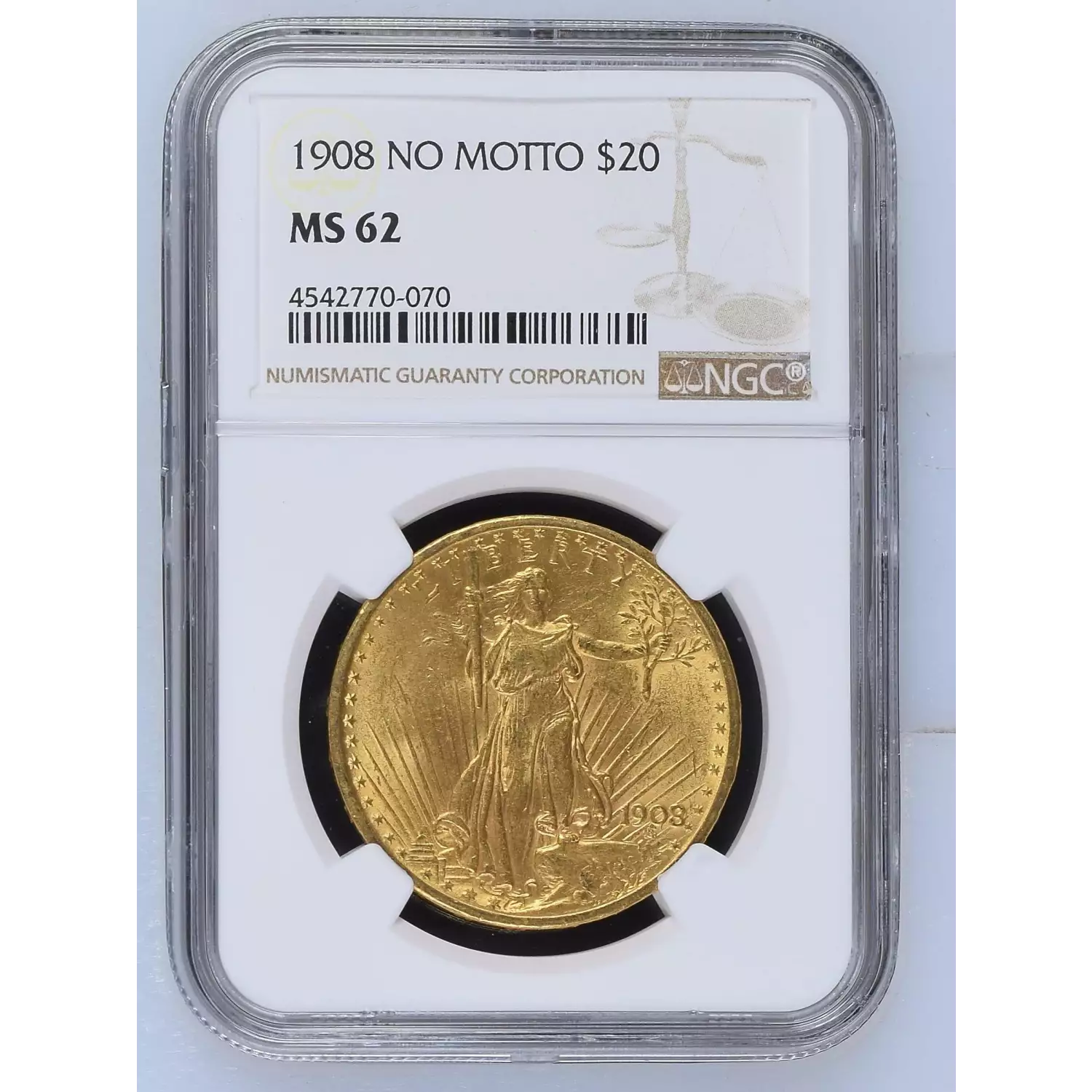 1908 Double Eagles Saint Gaudens NGC MS-62 No Motto - Hyatt Coins