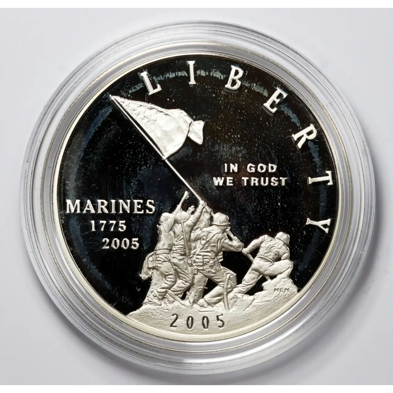 2005 P Marine Corps 230th Anniversary Proof Silver Dollar - Box & COA ...